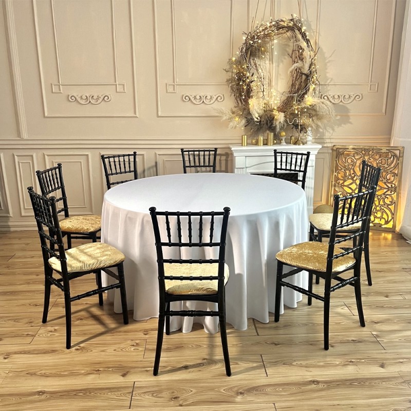 Круглый банкетный стол с черными креслами Chiavari | комплект на 8 ...